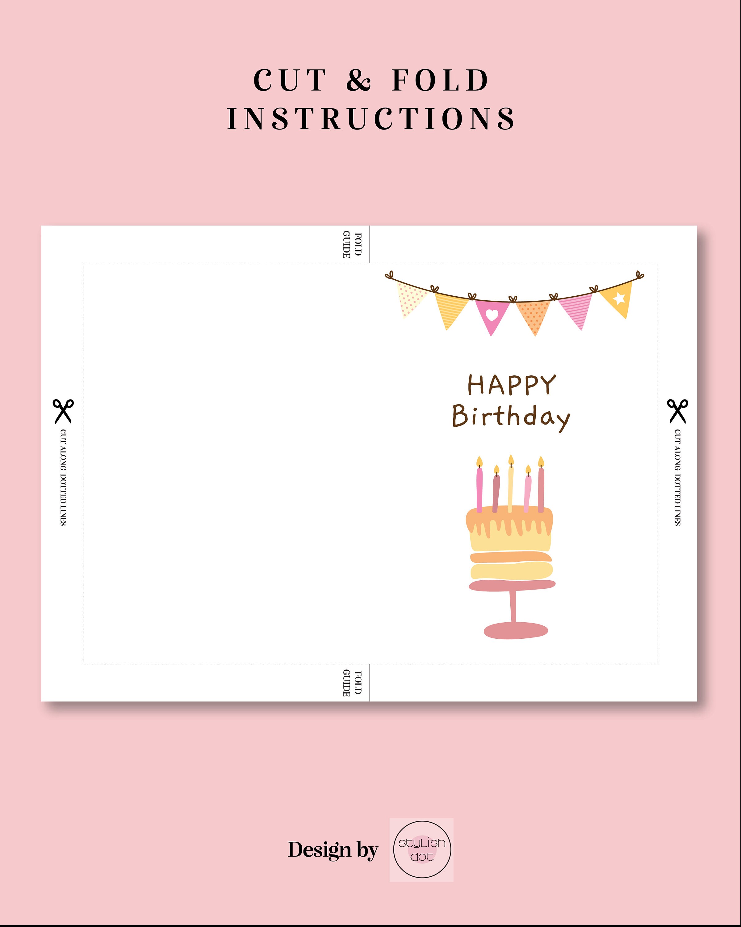 Colourful Birthday Cake Instant Download Card in 4 Sizes - Etsy