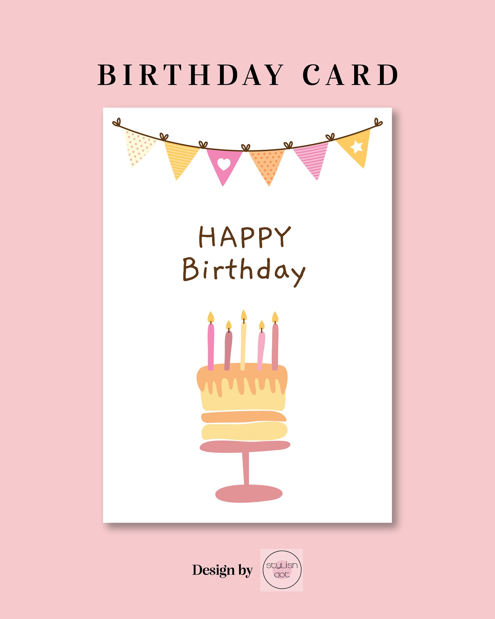 Colourful Birthday Cake Instant Download Card in 4 Sizes - Etsy