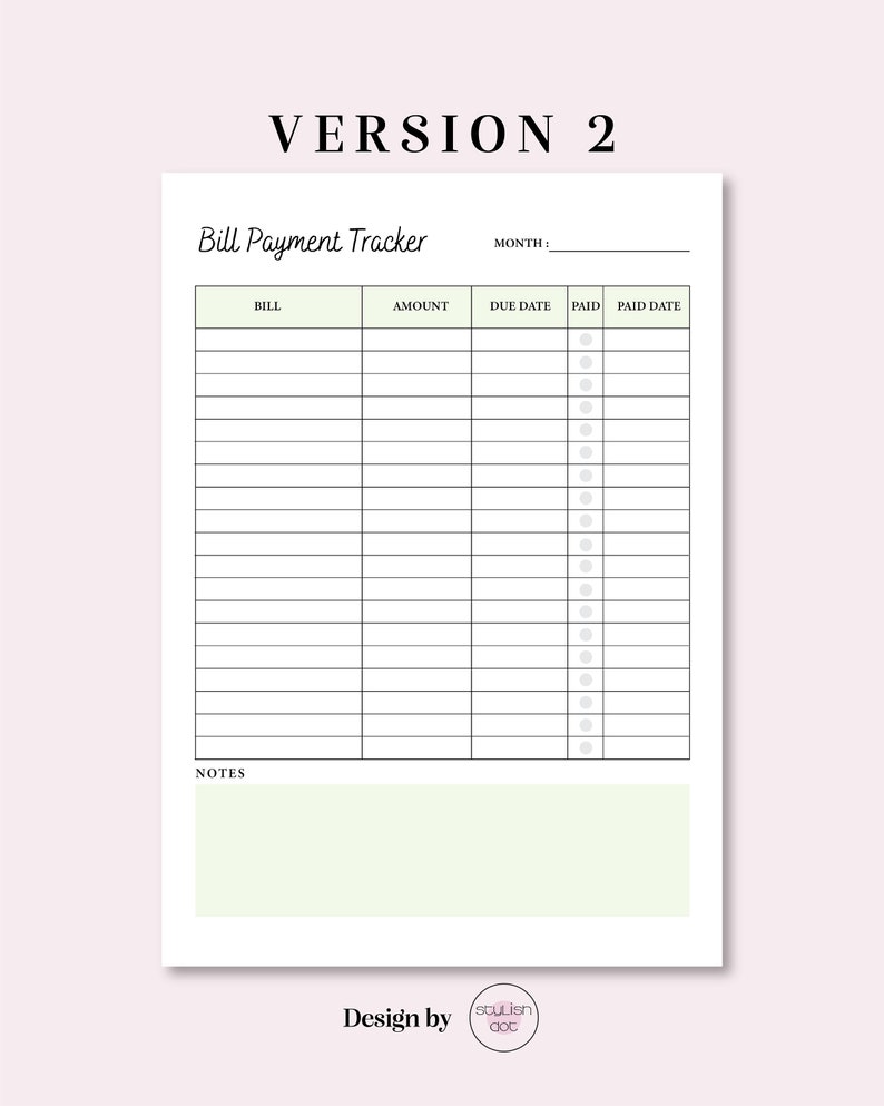 Printable Bill Payment Tracker, Easy to Use. Minimal Design. Comes in 3 ...