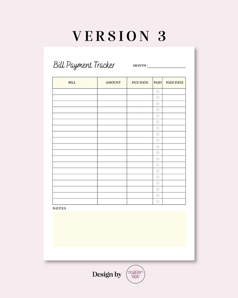 Printable Bill Payment Tracker, Easy to Use. Minimal Design. Comes in 3 ...