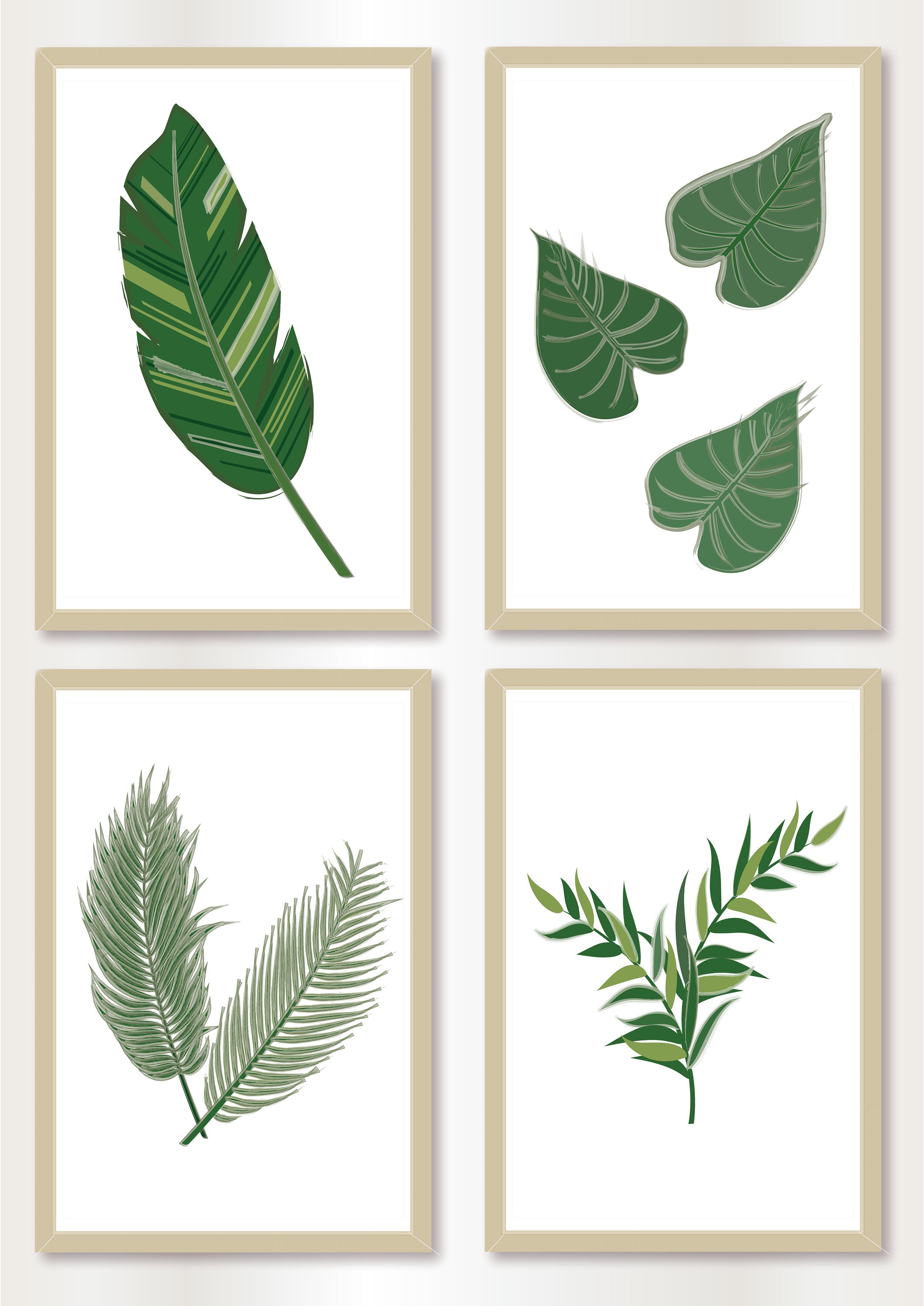 Tropical Green Leaves 4 A3 Sizes - Etsy