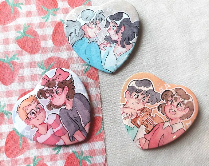 Ghibli Couple Heart Badges - Etsy