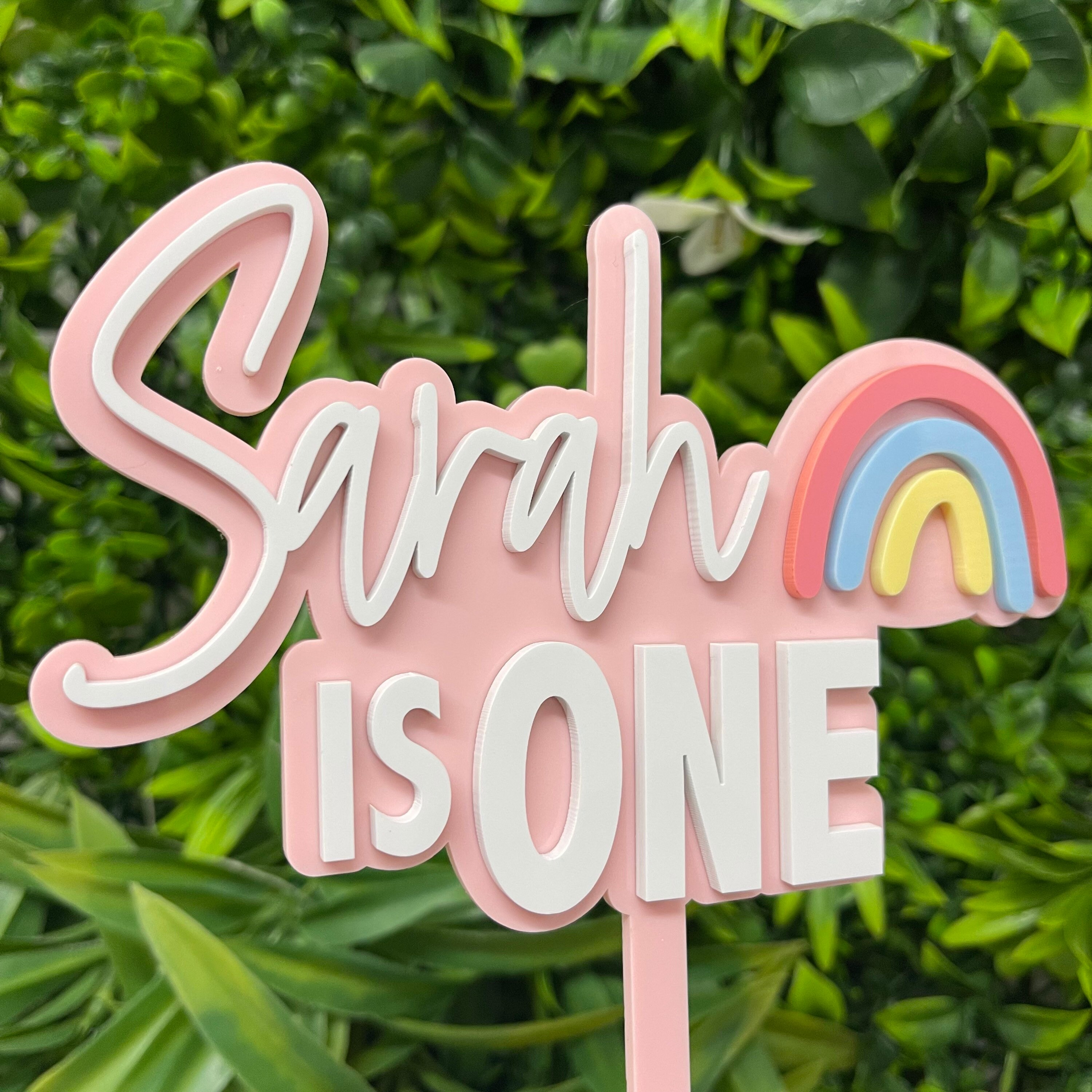 Rainbow Cake Topper Personalised Name Cake Charm Birthday - Etsy