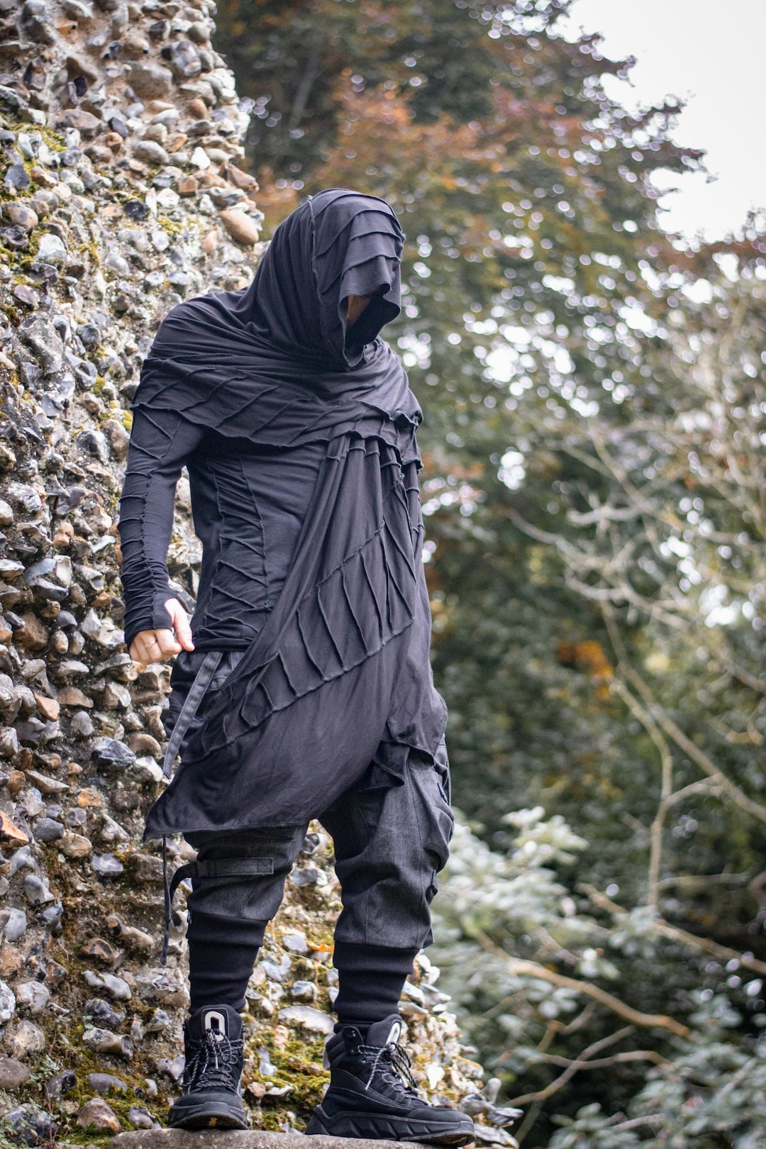 Oversized Dystopian Shawl Scarf in Bamboo Jersey Fabric, Unisex Extra ...