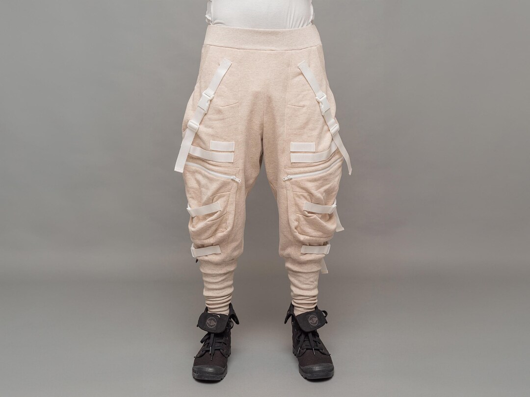 Zye Men's Drop Crotch Joggers With Buckles, Futuristic Cargo Pants With ...