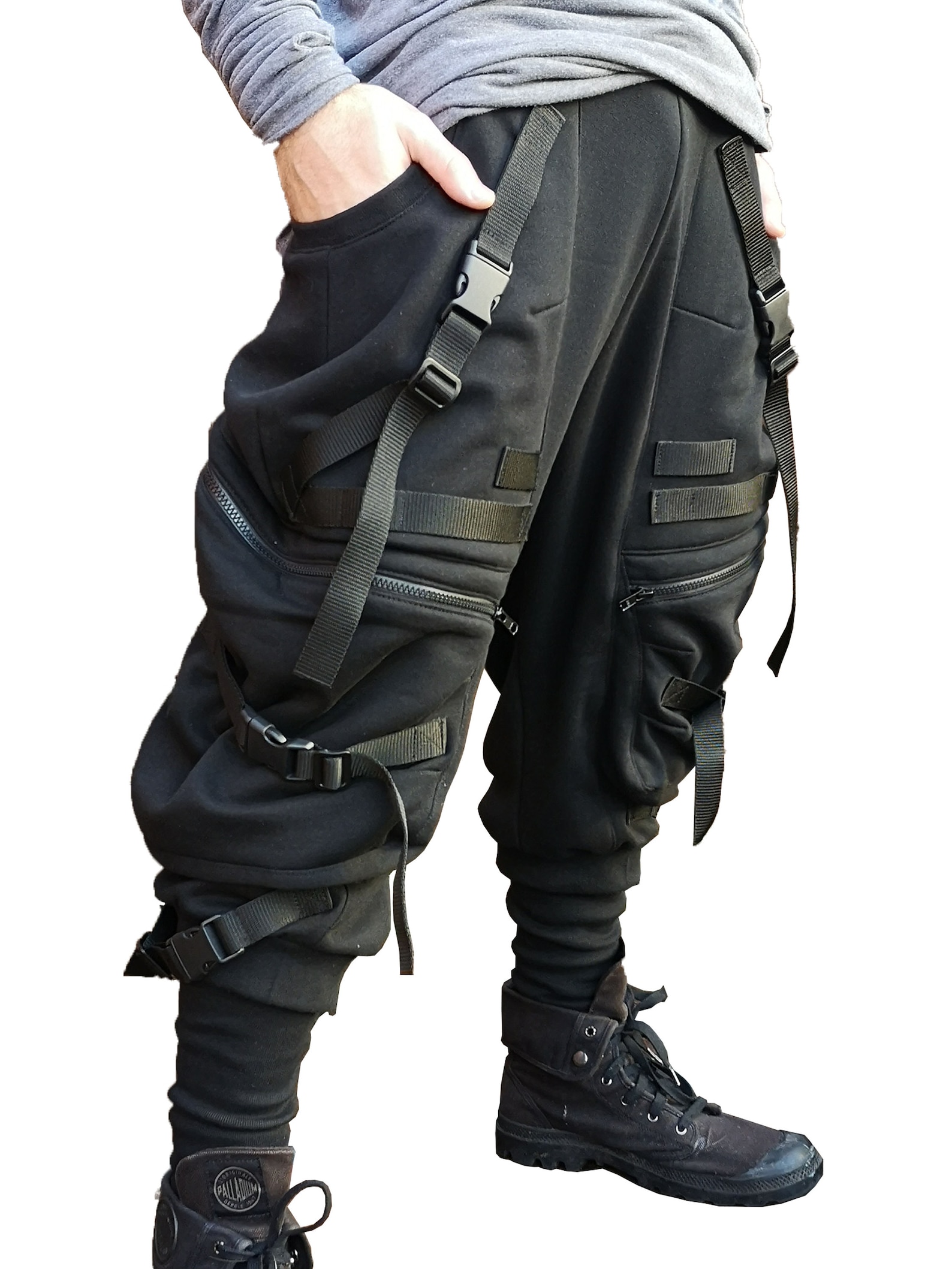 BESPOKE Techwear Baggy Joggers With Adjustable Buckles and | Etsy UK