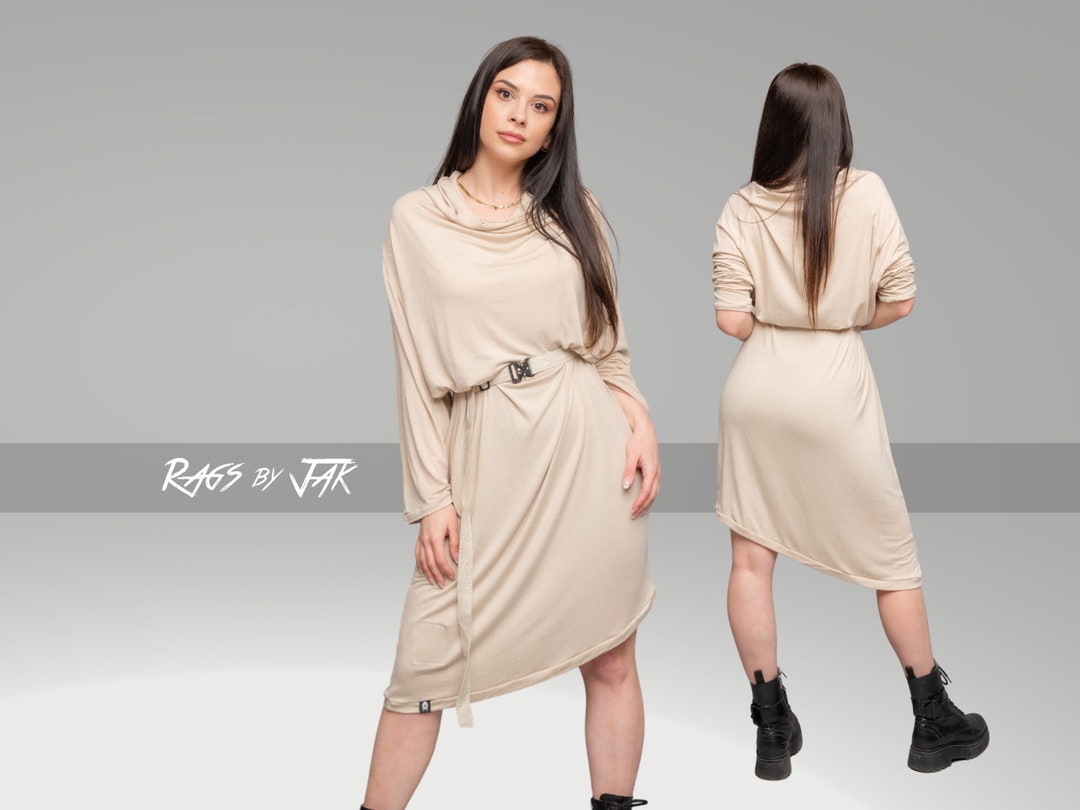 Rheya Women's Asymmetric Draped Dress With Contrast Sleeves, Avant ...