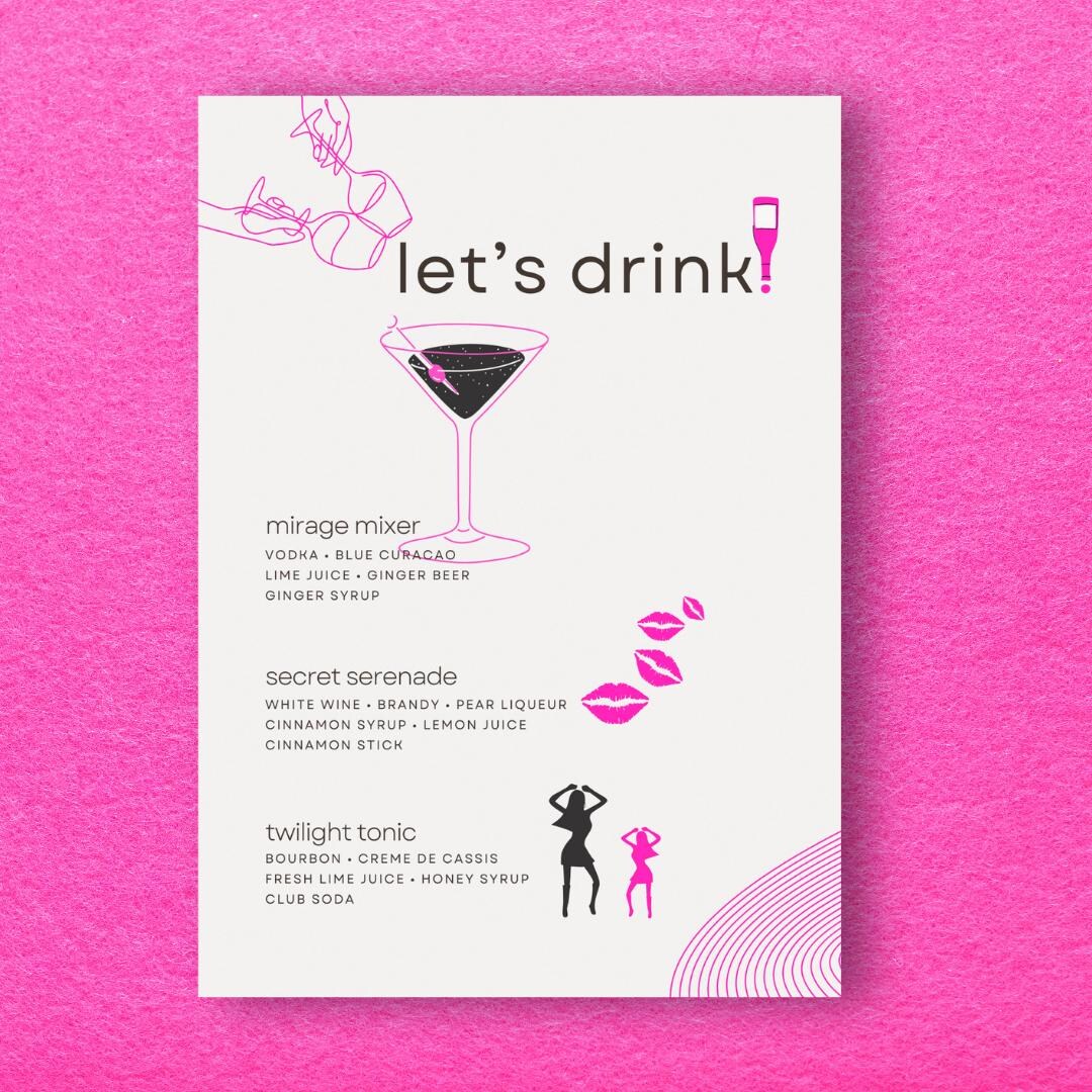 Bachelorette Party Bar Menu Template, Hot Pink Digital Bar Menu, Fun ...