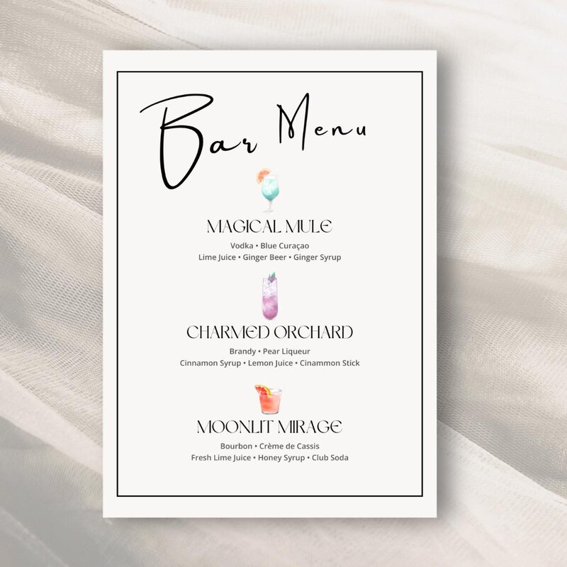 Bar Menu Template - Etsy