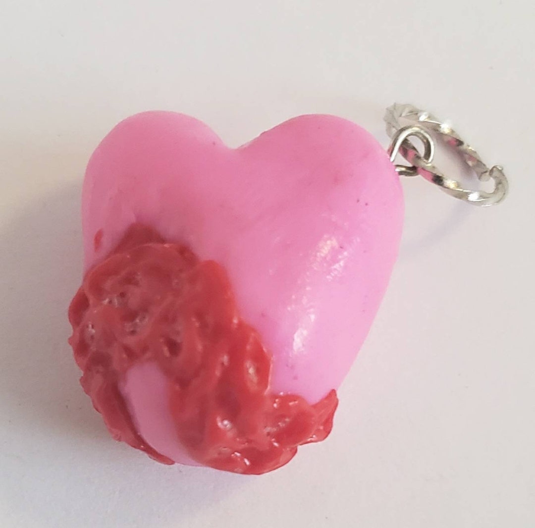 Bleeding Heart Handmade Clay Charm With Waxed Cotton Necklace - Etsy