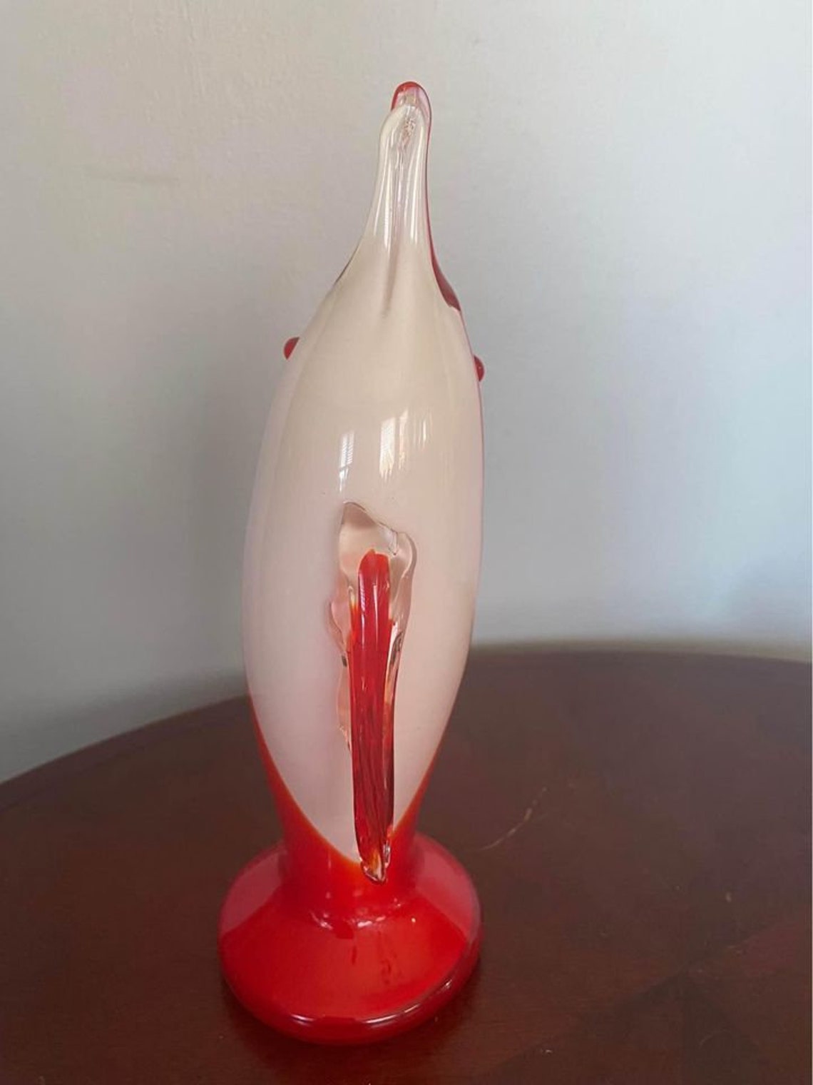 Glass Murano Style Fish Vase in Red and White (9”) - Etsy Canada