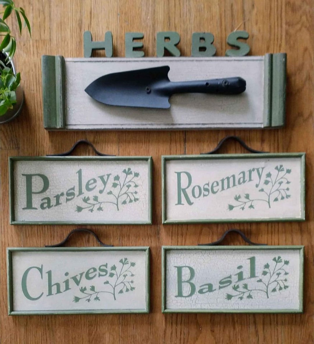 Beautiful 5pc Herb Garden Wall Art Decor, Herb Garden Signs, Herb With ...