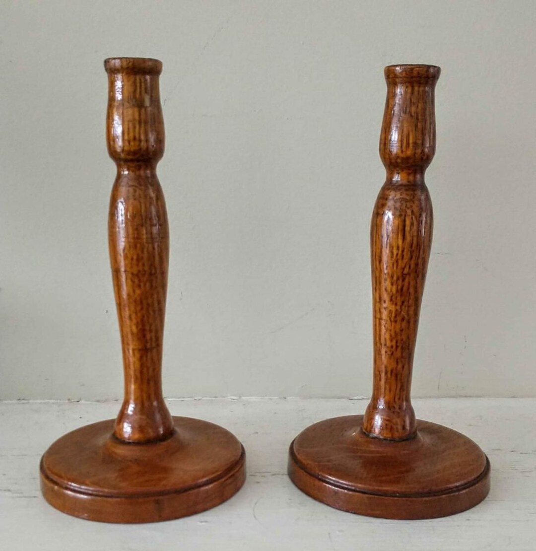Vintage Handmade wood Turned Candlestick Holders,decor - Etsy Canada