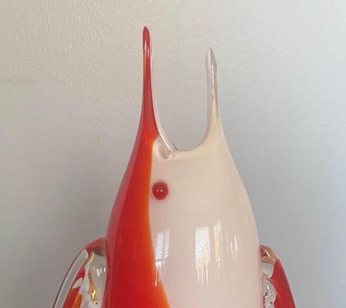 Glass Murano Style Fish Vase in Red and White (9”) - Etsy Canada
