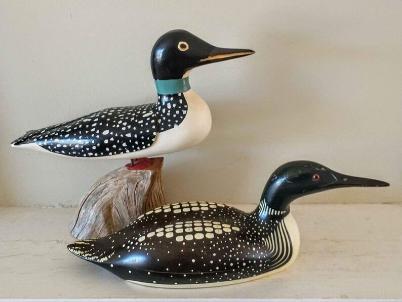 Vintage Hand Carved Folk Art "loon on a Piece of Drift Wood" Art and ...