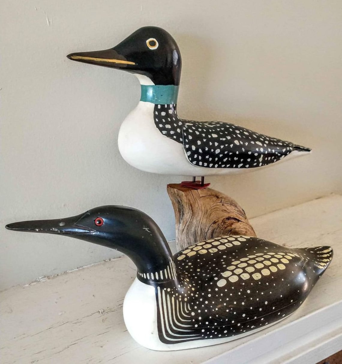 Vintage Hand Carved Folk Art "loon on a Piece of Drift Wood" Art and ...