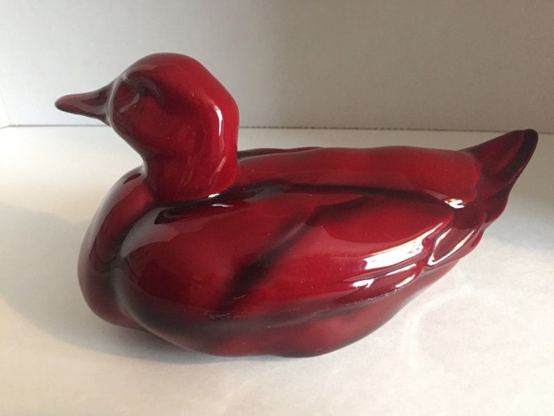 Royal Doulton Rouge Flambe Glaze Preening Large Duck Figurines Signed ...