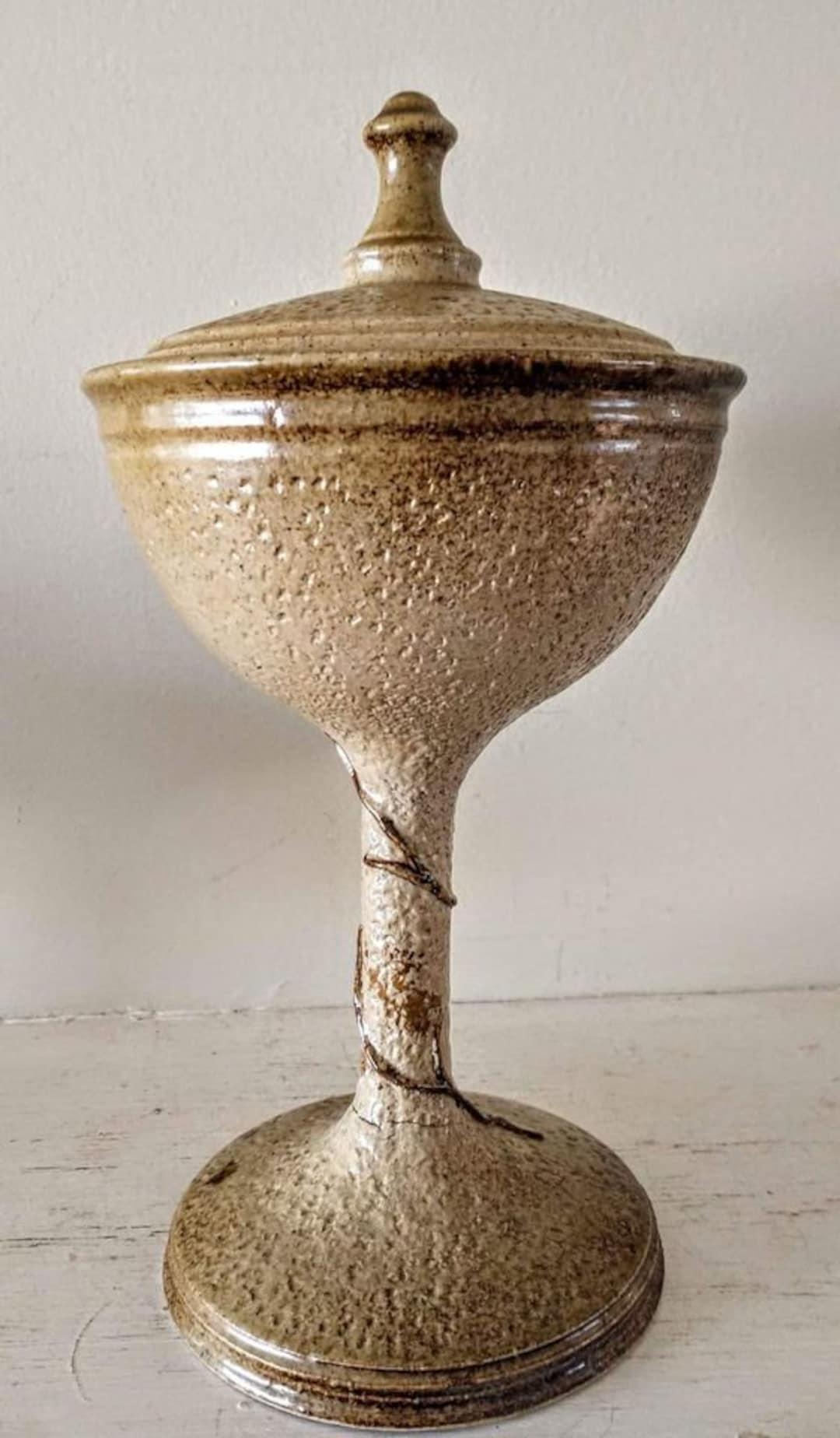 Vintage Studio Pottery Apothecary Pot/compote Signed "john Tate April ...