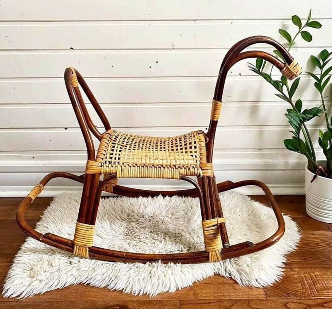 Rare-original Rocking Horse Made of Bamboo/rattan.design Attributed to ...