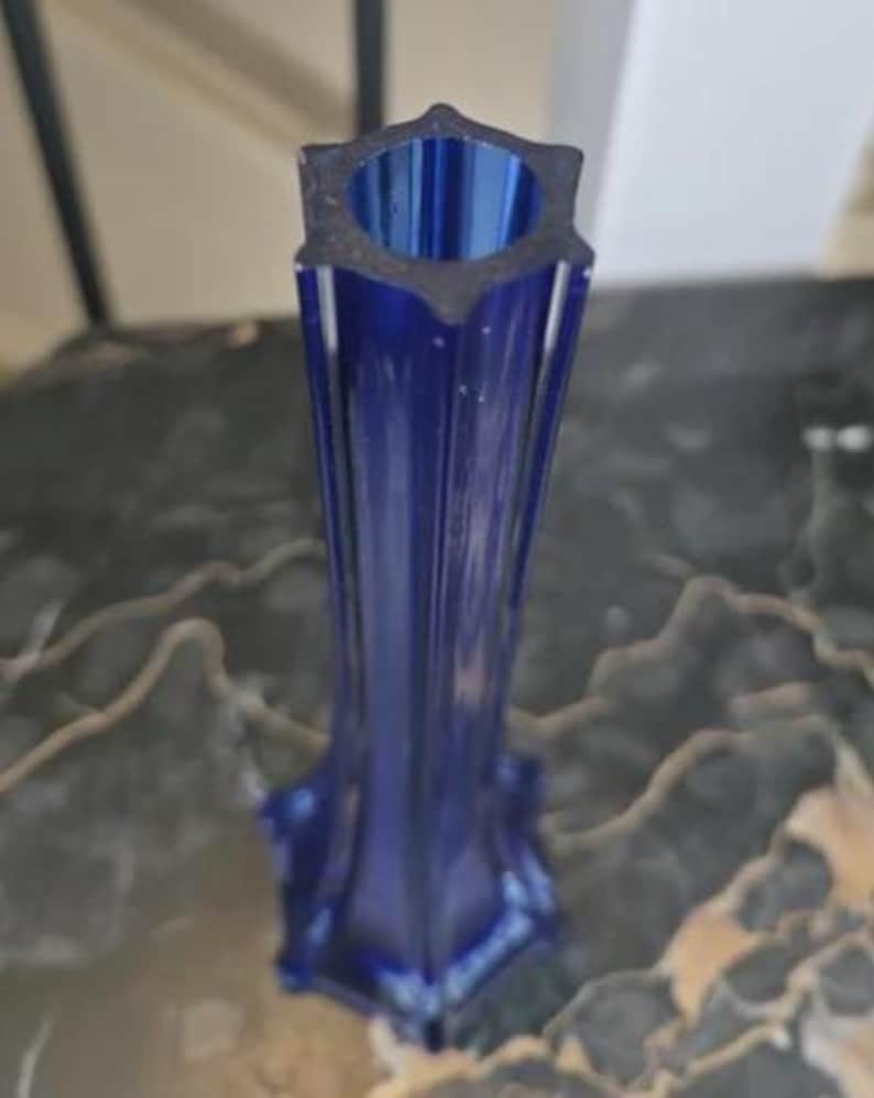 VTG Cobalt Blue Ribbed Crystal Vase 8" - Bohemian/czech Art Glass ...