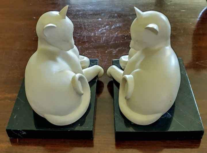 Mid Century Modern "siamese" Cat Marble Base Bookends Art ...