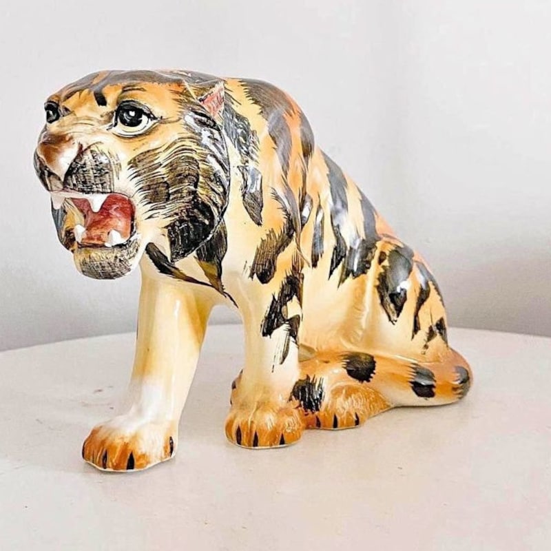 Porcelain Tiger Figurine - Etsy