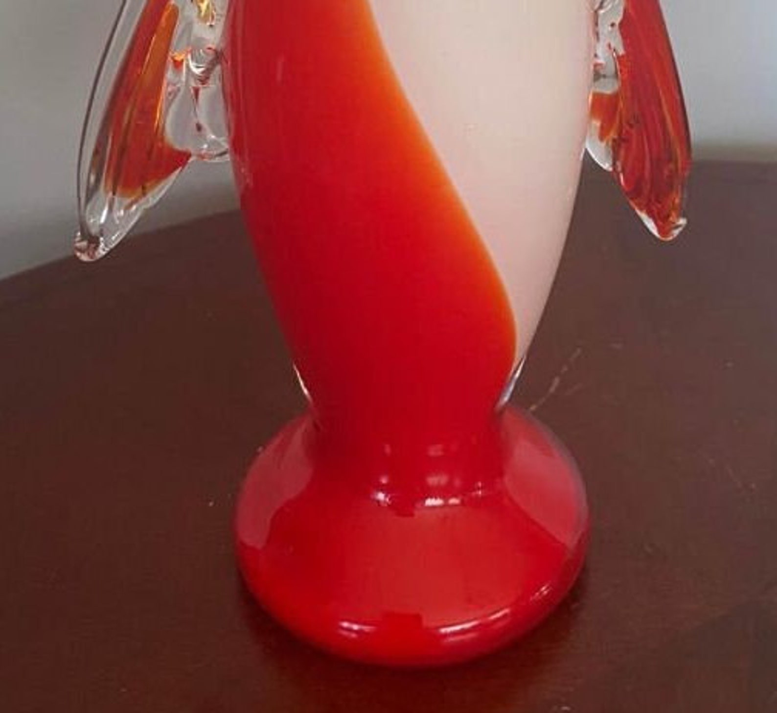 Glass Murano Style Fish Vase in Red and White (9”) - Etsy Canada