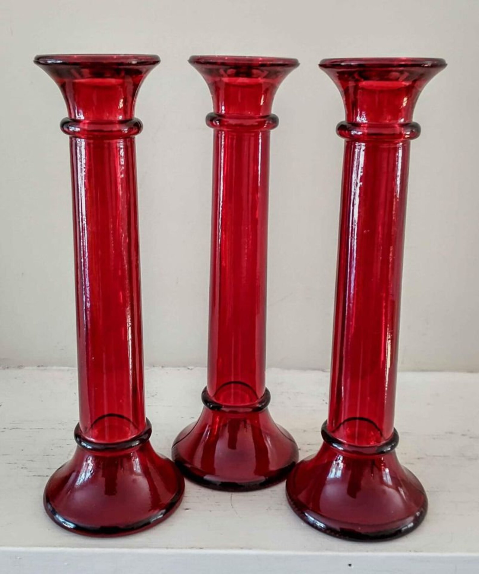 One Vintage Indiana Glass Co Ruby Red Flash Candlestick Holder - Etsy Canada