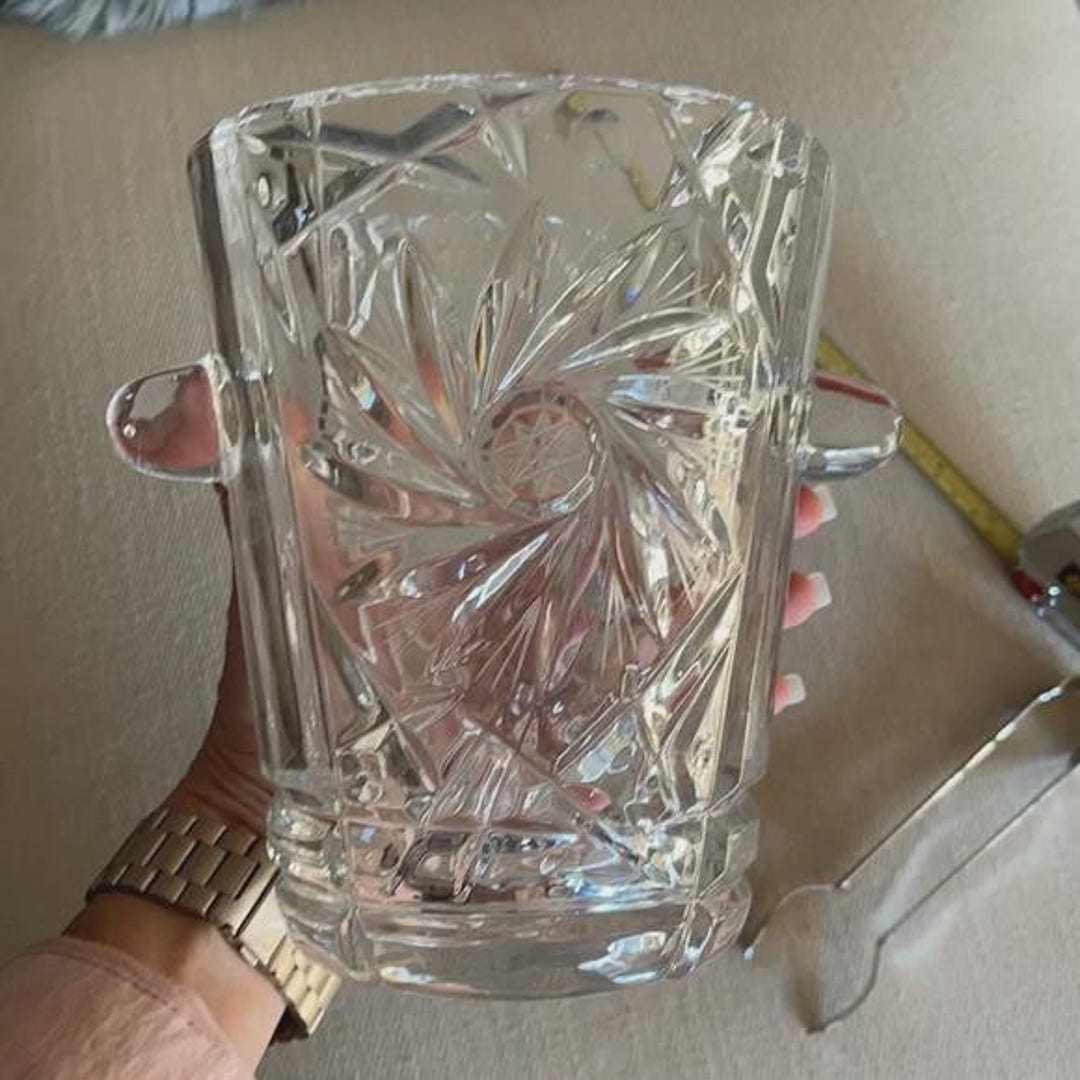 Vintage Heavy Weight Pinwheel Crystal Cut Ice Bucket - Etsy Canada