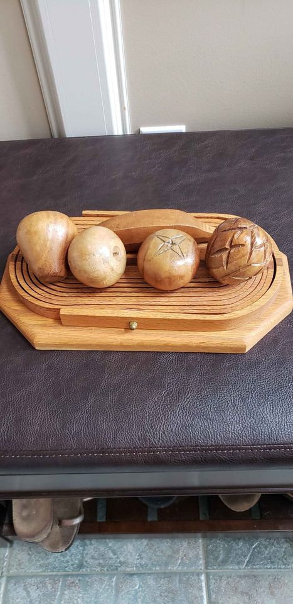 Genuine Philippine Hand Carved Monkey Pod Fruit and Collapsing Bowl ...