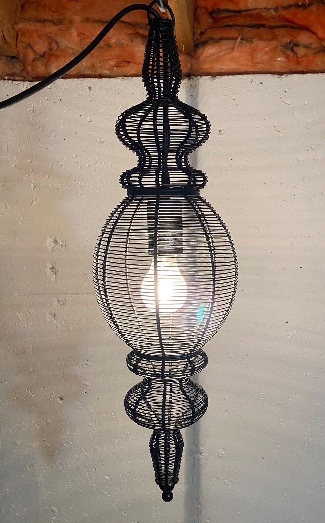 Wire Cage Pendant Light Black in Color , Large 24 Long, 23 Inch Around ...