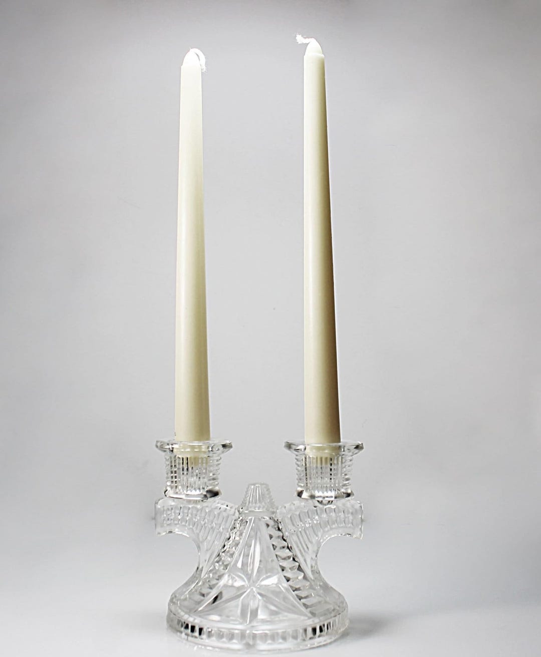 Double Candlestick, Federal Glass, Wigwam, Geometric, Clear Pressed ...