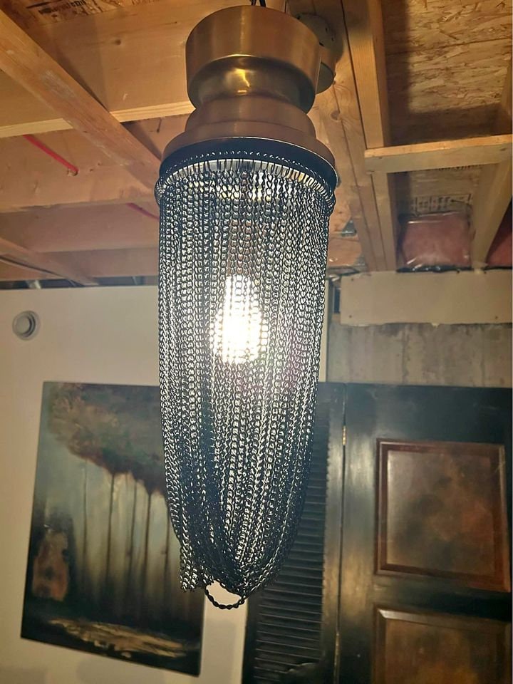 Light Fixture/ Chain Chandelier in Gold & Black Unique and Striking ...