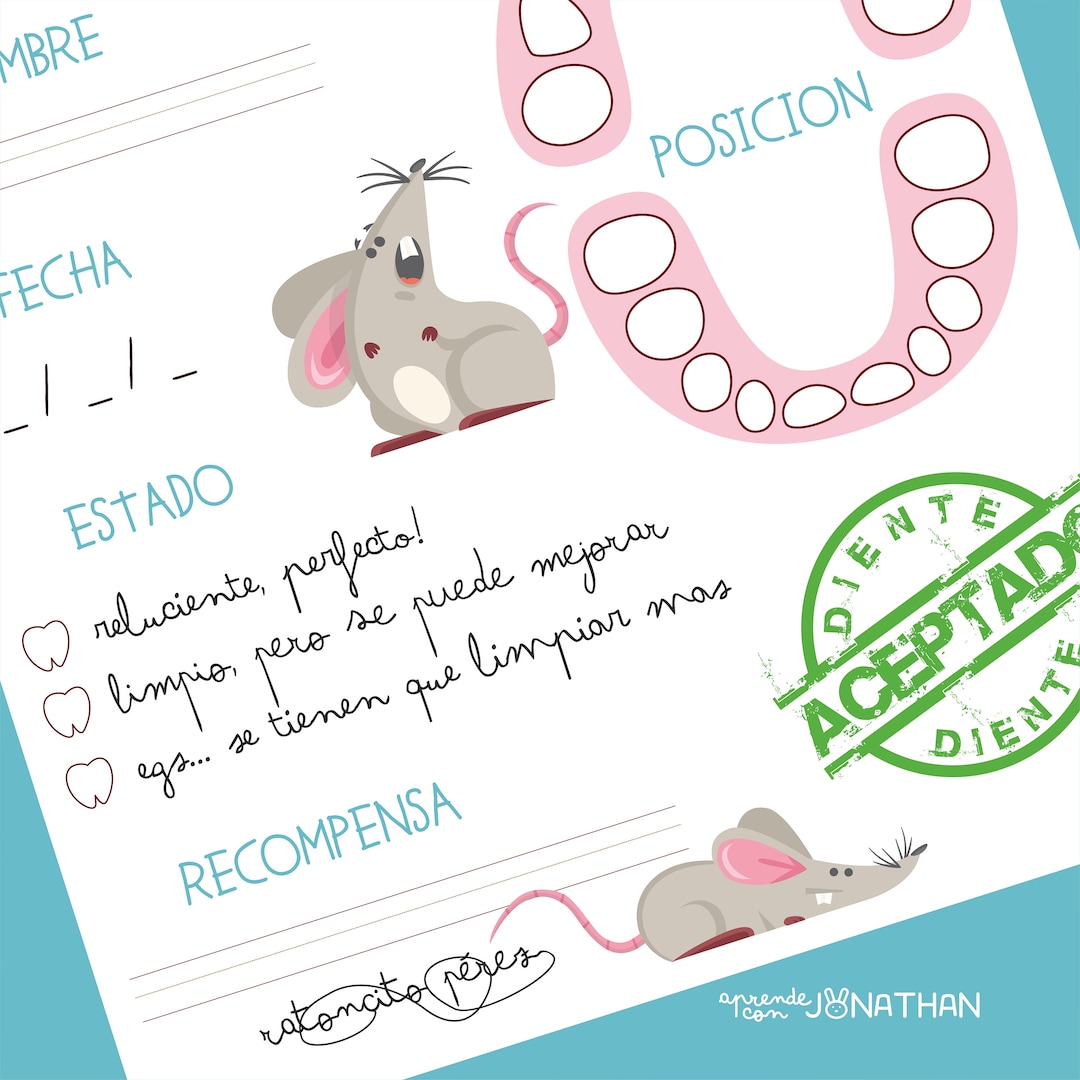 Carta Ratoncito Perez. Diploma Infantil Caída de Dientes. Certificado ...