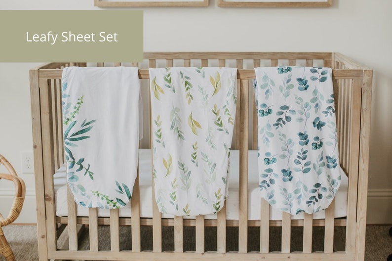 Mini Crib Pack N Play Cotton Sheet Portable Crib Eucalyptus Fitted Set ...