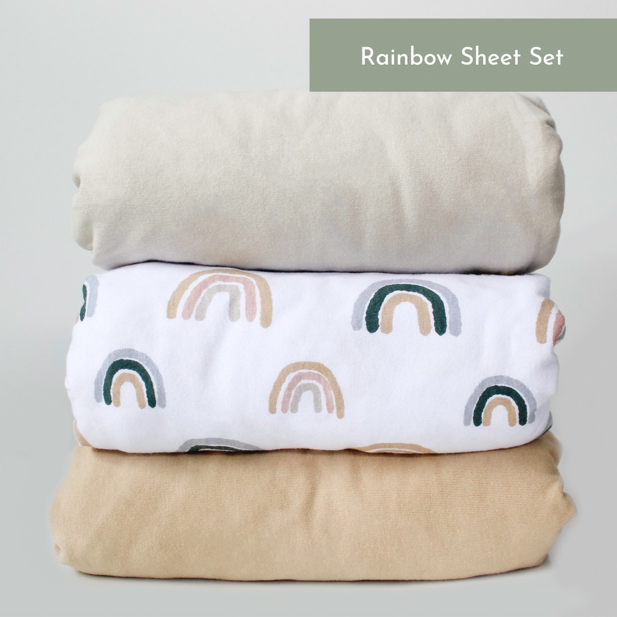 Crib Sheet Fitted Cotton Sheet Boho Rainbow Set Neutral Colors Nursery ...