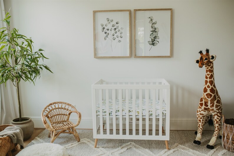 Mini Crib Pack N Play Cotton Sheet Portable Crib Eucalyptus Fitted Set ...