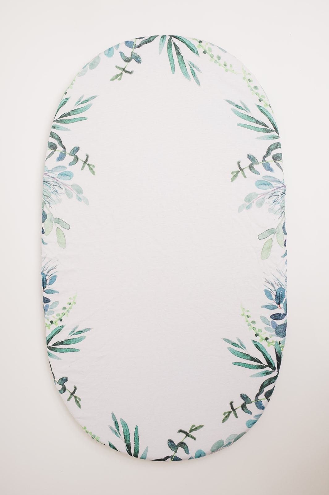 Watercolor Leafy Border Fitted OEKO-TEX Cotton Changing Pad Cover ...