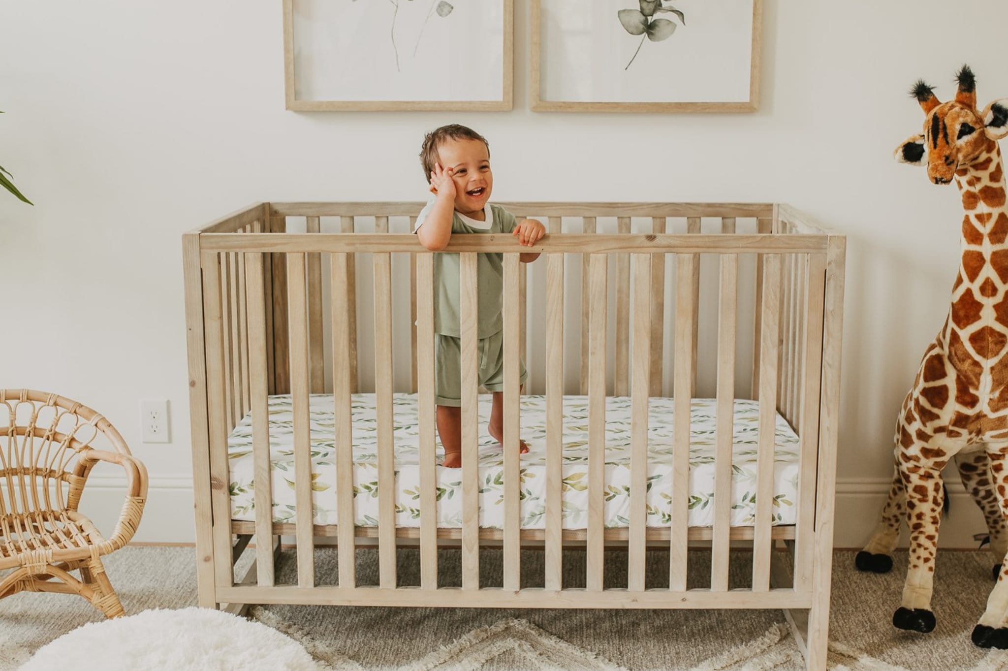 Mini Crib Pack N Play Cotton Sheet Portable Crib Eucalyptus Fitted Set ...