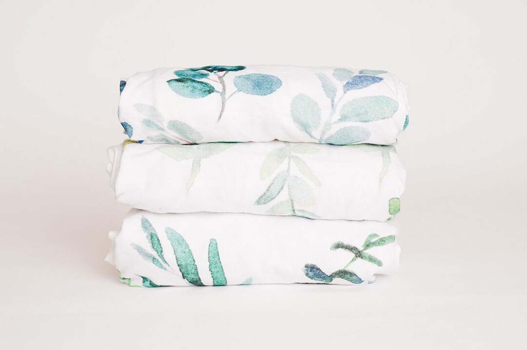 Mini Crib Pack N Play Cotton Sheet Portable Crib Eucalyptus Fitted Set ...