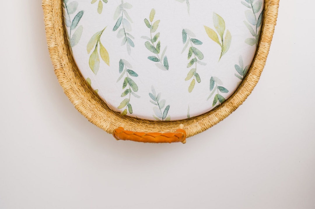 Watercolor Leafy Greens Fitted OEKO-TEX Cotton Changing Pad Cover ...