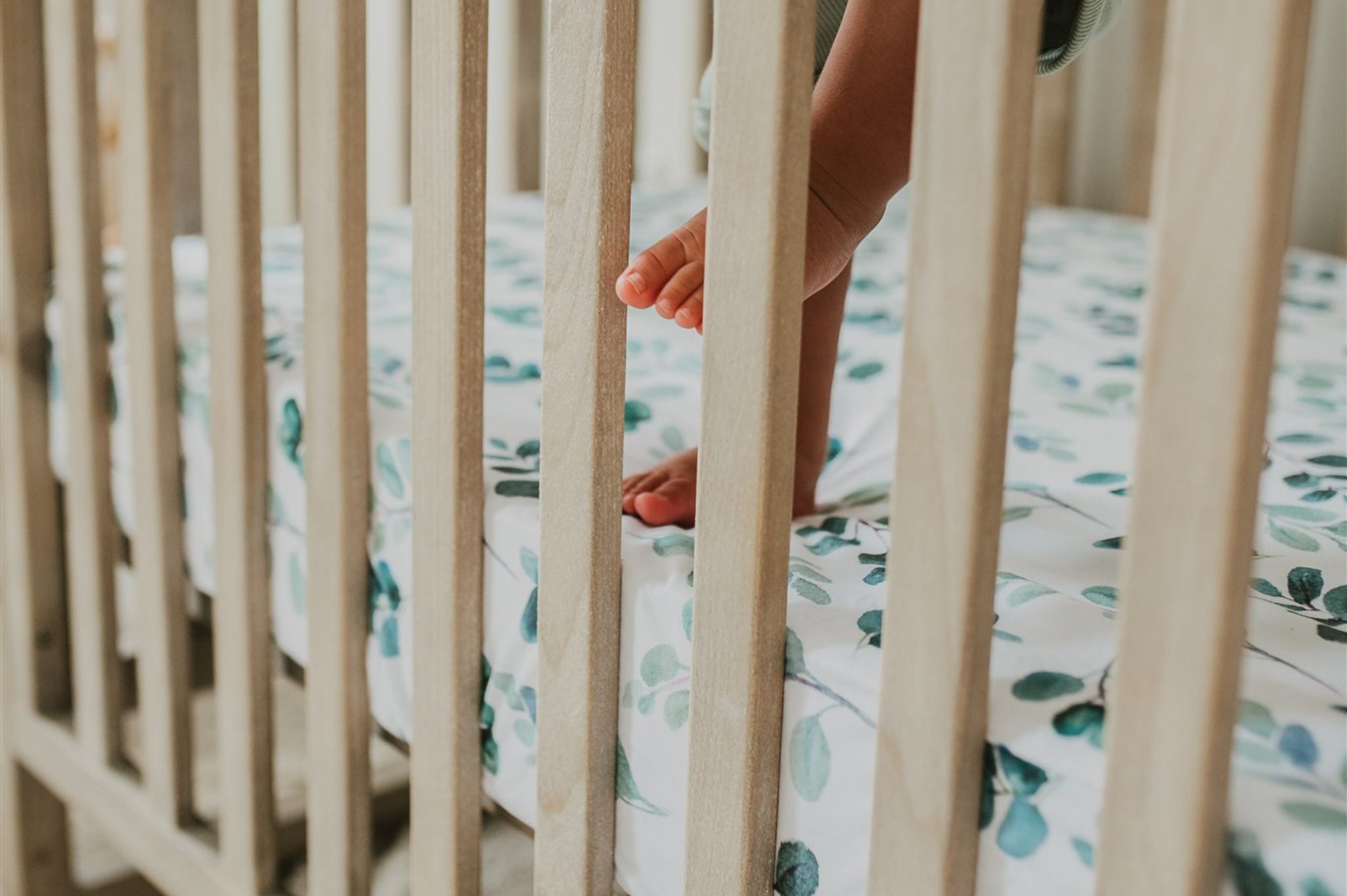 Mini Crib Pack N Play Cotton Sheet Portable Crib Eucalyptus Fitted Set ...