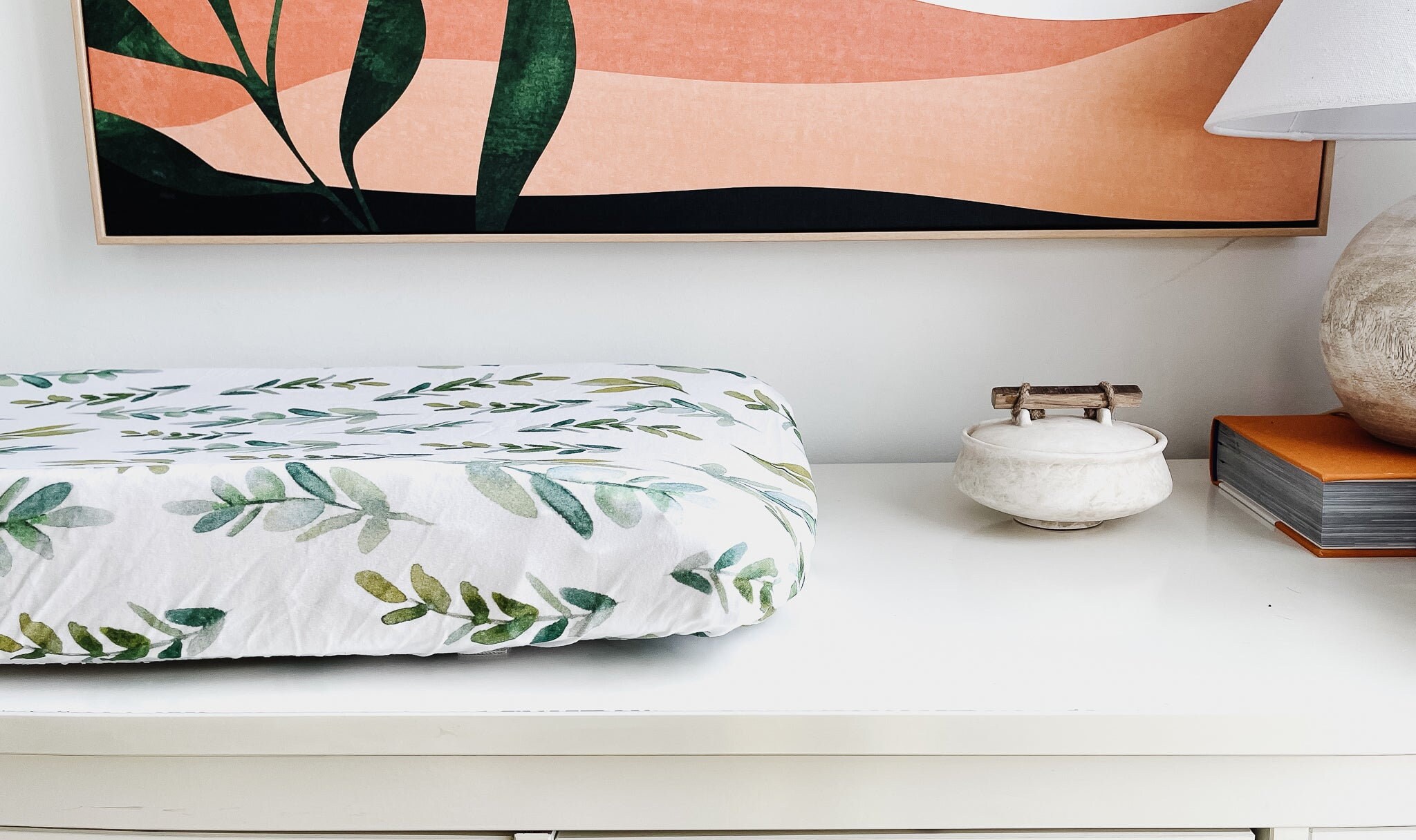 Watercolor Leafy Greens Fitted OEKO-TEX Cotton Changing Pad Cover ...