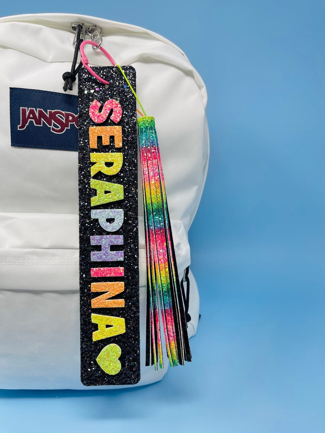 RAINBOW BAG TAG for Girls Big Name Backpack Bag Tag - Custom Rainbow ...