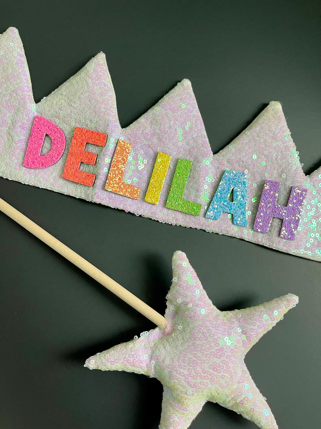NAME CROWN TIARA and Wand Personalized for Girls Birthday, Pretend Play ...