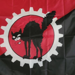 Anarchist Black Cat 2 Flag Banner 3x5Ft Antifa Antifascist | Etsy