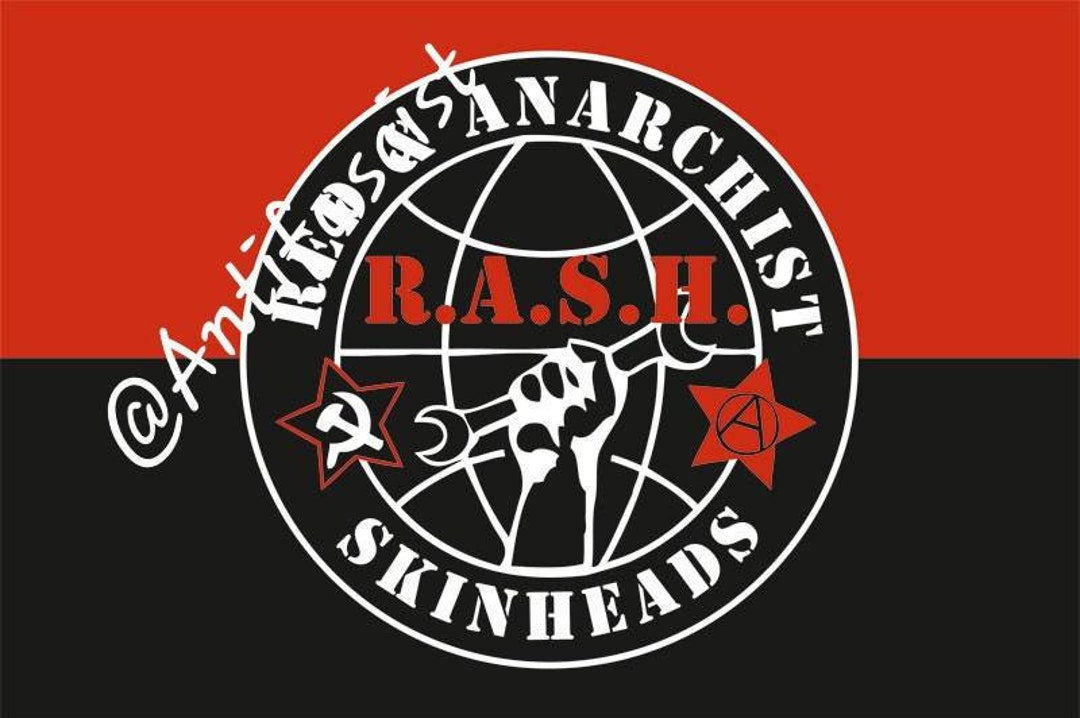 Red & Anarchist Skinheads (R.A.S.H) Flag Banner Antifascist Antifa Anti ...