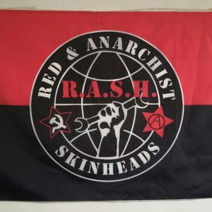 Red & Anarchist Skinheads (R.A.S.H) Flag Banner Antifascist Antifa Anti ...