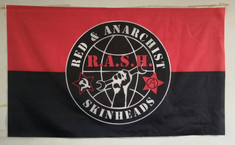 Red & Anarchist Skinheads (R.A.S.H) Flag Banner Antifascist Antifa Anti ...