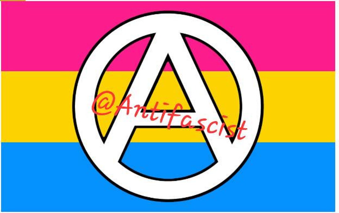Anarchy Pansexual Flag Banner 3x5ft Anti-transphobic Action Transphobia ...